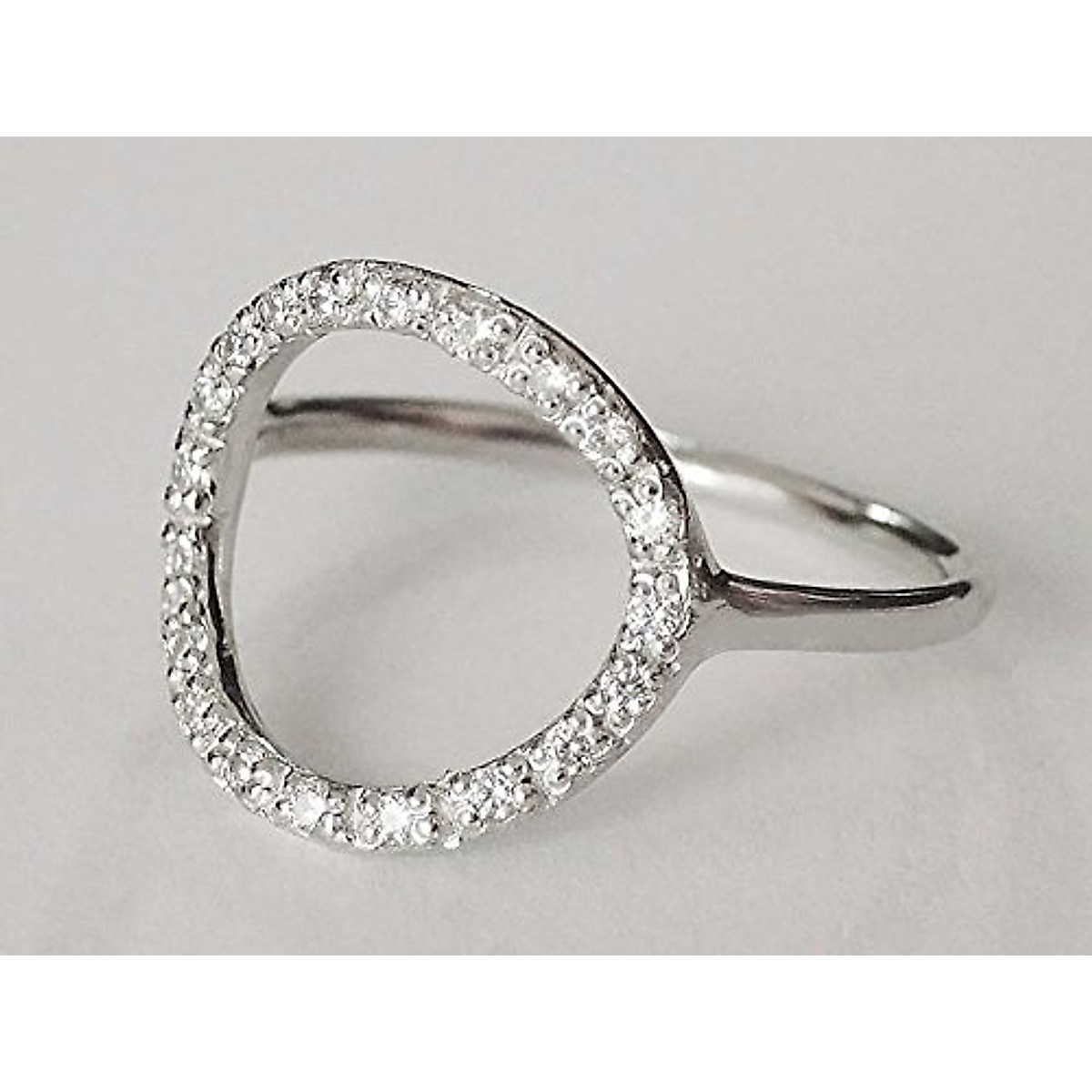 SOVATS Open Circle Ring for Women Set with White Cubic Zirconia 925 Sterling Silver Rhodium Plated - Simple, Stylish &Trendy Nickel Free Ring, Size 7