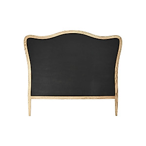 Creative Co-Op, Natural, Queen Modern Farmhouse Solid Oak Wood Headboard with Linen Upholstery, Beige