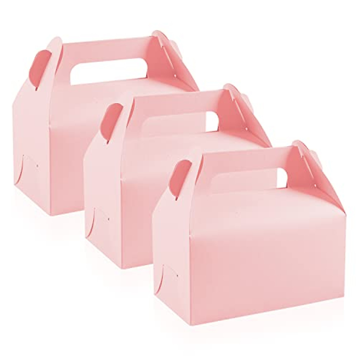 Lainrrew 30 Pcs Gable Candy Treat Boxes, Small Goodie Boxes ,Kraft Paper Gift Box for Christmas Party Decorations Birthday Party Favors (Pink)