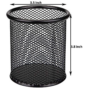 Nicunom 12 Pack Metal Pen Holder Mesh Pencil Holder Desk Organizer Mesh Round Pen Cup Pencil Cup for Desk Office Pen Organizer, Black