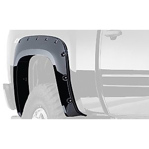 Bushwacker Pocket/Rivet Style Rear Fender Flares | 2-Piece Set, Black, Smooth Finish | 40094-02 | Fits 2007-2013 Chevrolet Silverado 1500 w/ 5.8' Bed