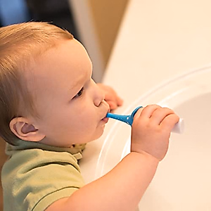 Dr. Brown's Infant-to-Toddler Training Toothbrush, Soft for Baby's First Teeth, Blue Elephant, BPA Free, 0-3 Years