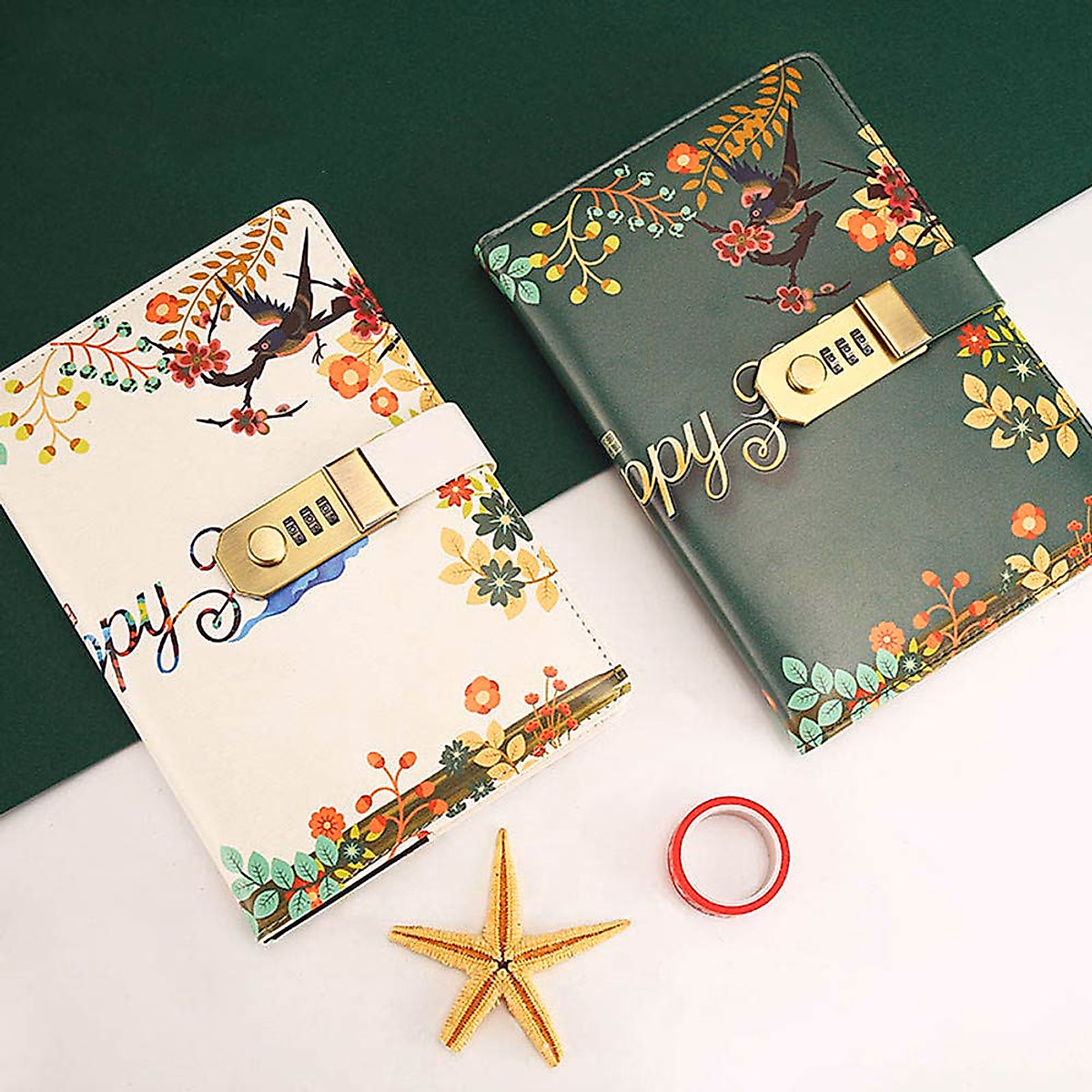 Code Lock Diary Journal Notebook,A5 Christmas Password Notebook Organizer Secret Digital Diary Journal Planner for Kids Diary Gift Notebook (Green)