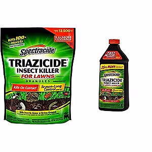 Spectracide Triazicide Insect Killer for Lawns Granules, 10 lb Bag, Kills All Listed Lawn-Damaging Insects and HG-55829 Concentrate Triazicide Lawn & Landscapes Insect Killer, 40 oz, Black