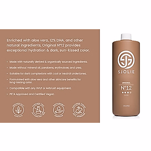 SJOLIE Spray Tan Solution - No. 12 - Dark Hydrating Tanning Spray | Sunless Tanner for a Rich Bronze, Long Lasting, All Natural Spray Tan (8oz)