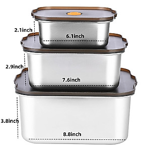BEFOY Stainless Steel 101oz Big Food Storage Containers with Translucent Lid Food Lunch Box Containers Leak-proof Light Easy Set with Air Vent Snack Boxes (700/1700/3000)