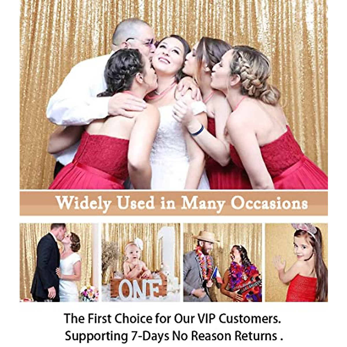 PHOTOBOOTH Backdrop -4FTx7FT-Light Gold-Sequin backdrops, Sequin Fabric,Wedding backdrops,Rust Backdrop,Sequin Curtains,Photography Backdrop (Light Gold)