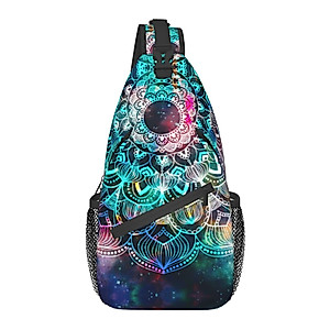 Jumou Galaxy Mandala Sling Bag Crossbody Backpack Women Men Travel Chest Bag Casual Outdoor Sports Running Hiking