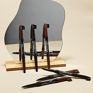 Kiss New York Professional Long-Lasting Eyebrow, Retractable Eyebrow Pencil, Rich Pigmentation, Coconut Oil Infused, Built-in Brush Brow, Sapes, Define, Fills Brow, Eye Makeup (KBAP06 BLACK)