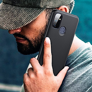 Dioxide Compatible for OnePlus Nord N100 Phone Case with Screen Protector, Soft TPU Silicone Case Shockproof Non-Slip Camera Protective Case Slim Cover for OnePlus Nord N100 Phone Case, Black