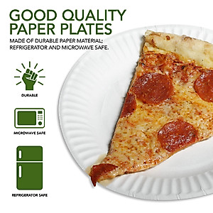 Stock Your Home 9-Inch Paper Plates Uncoated, Everyday Disposable Plates 9" Paper Plate Bulk, White, 500 Count