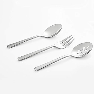 Serving Spoon x 2,Slotted Serving Spoon x 2,Serving Forks x 2,RTT 9 Inch Stainless Steel Catering Serving Utensils for Party Buffet Dinner Banquet Cooking Kitchen Basics,Mirror Finish Flatware