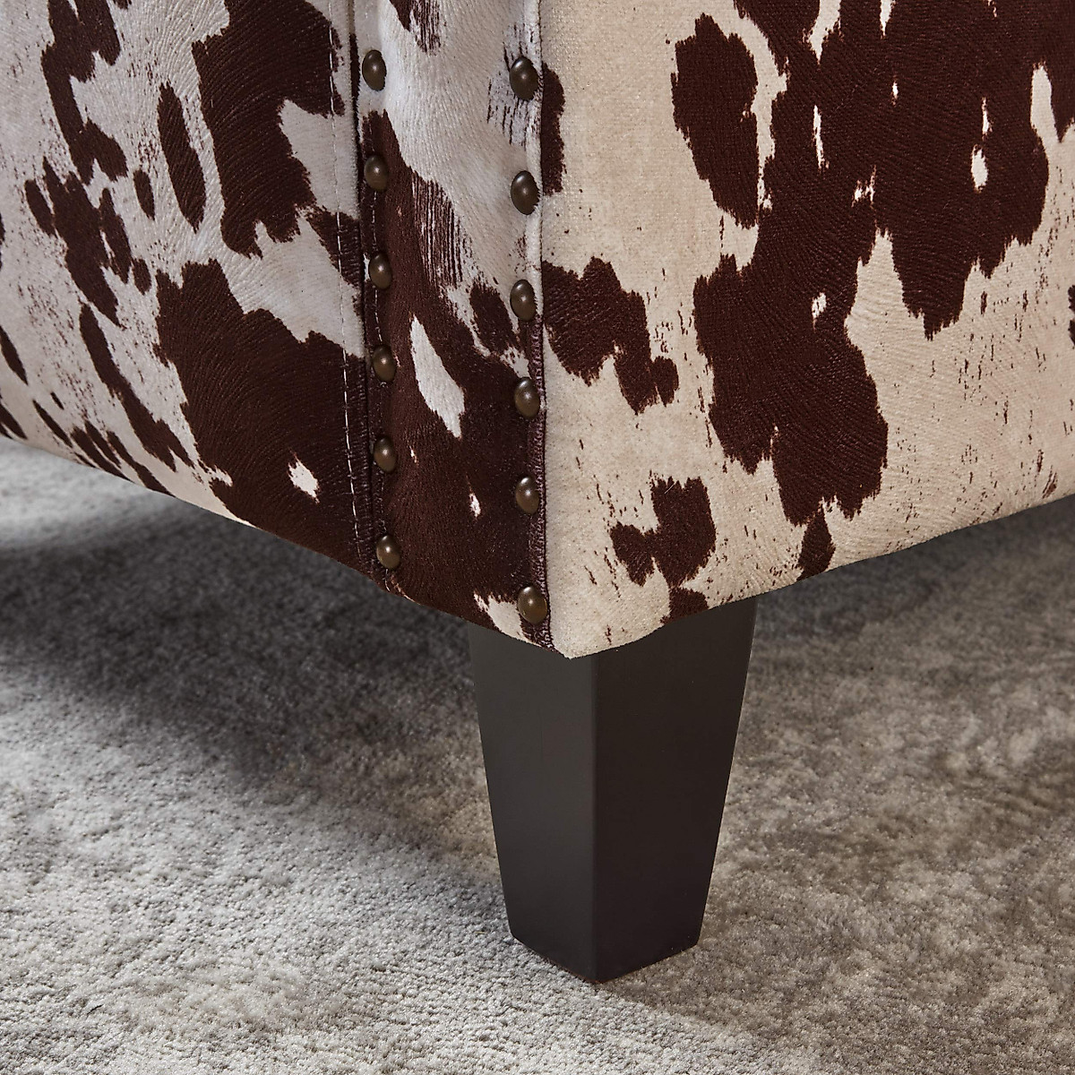 Christopher Knight Home Elysabeth Studded Velvet Club Chair, Milk Cow / Dark Brown 32.75D x 29.25W x 37.5H in