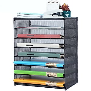 Veesun Desk Organizer 8 Tier, Paper Letter Tray Organizer,Mesh Desk File Letter Organizer, Black, for Home Office School Meeting Room