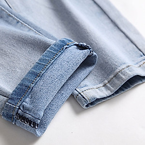 Maiyifu-GJ Ripped Slim Fit Jeans for Men Distressed Destroyed Straight Leg Denim Pants Retro Hip Hop Washed Jean Trousers (Light Blue 2,30)