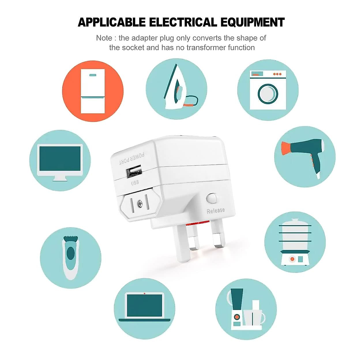 Universal Travel Adapter, Vsanstar International Wall Charger AC Plug Adaptor with 3A Smart Power and 2.1A USB for European USA UK EU Thailand NZ Australia 150 Countries(White)