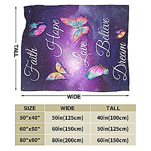 Butterfly Blanket Soft Warm Purple Butterfly Throw Blanket Plush Fluffy Lightweight Cozy Fleece Flannel Girls Gift Blankets for Women Kids Adults Bedding Couch Sofa 50"X40"