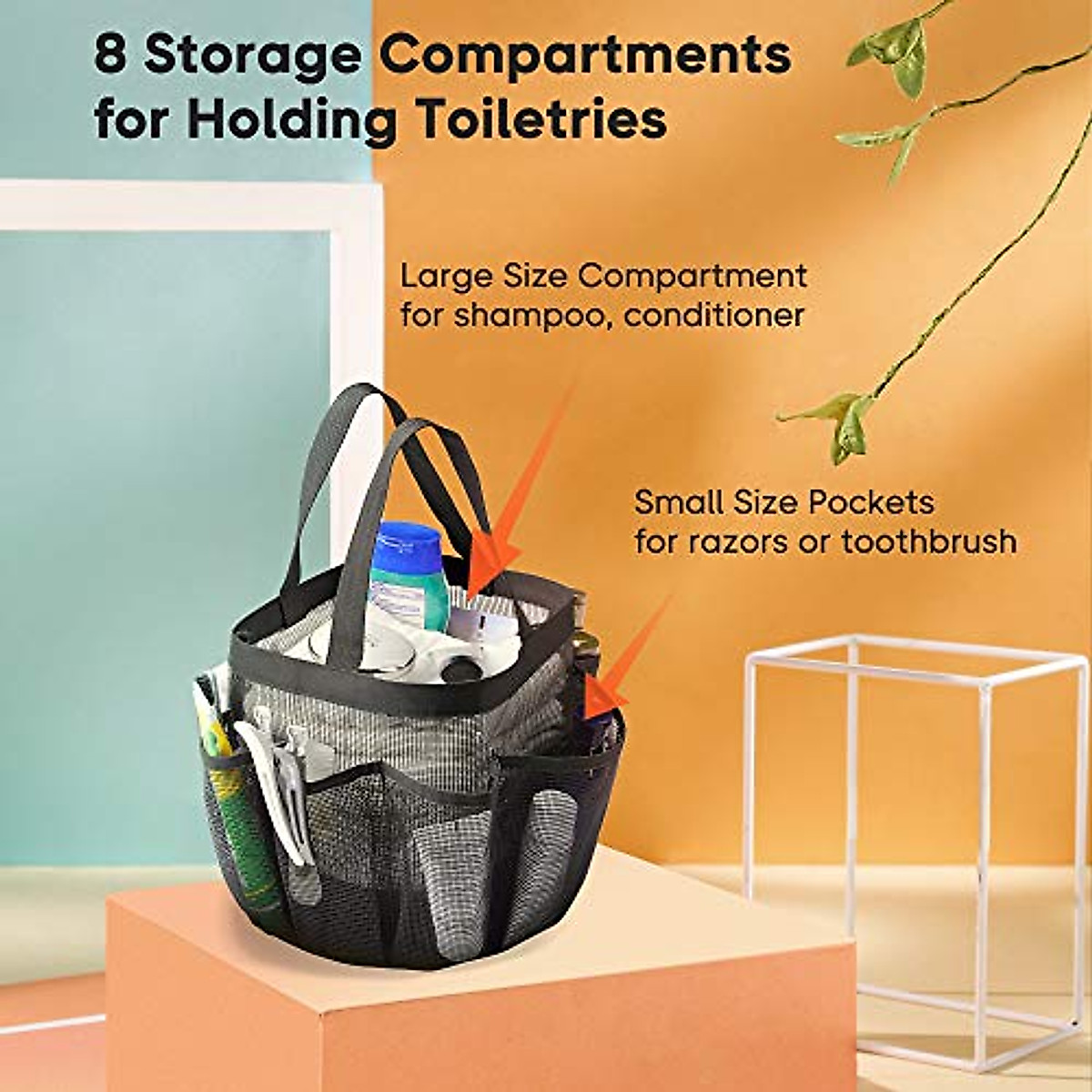 ReaseJoy 2 Pack Mesh Shower 8 Pockets Toiletry Tote Bag Portable Shower Caddy Swimming Pool Bathroom Quick Dry
