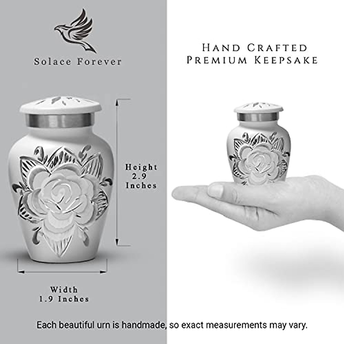 Rose Keepsake Urns for Human Ashes Set of 4 - White Rose Urns with Premium Box & Bags - Honor Your Loved One with Rose Cremation Urns - Small Urns for Ashes Keepsake - Mini Urns for Men & Women