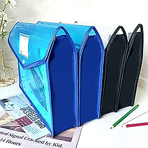YoeeJob Plastic File Folders Legal Size Expandable Document Folder with Snap Button Closure, B4 Expanding File Wallet Envelopes Pouch with Label Pocket, 2 Packs, Black