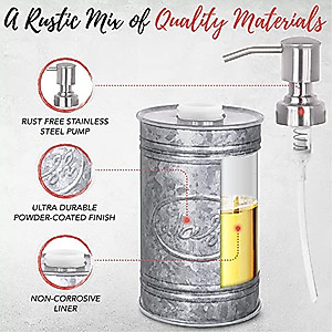 Autumn Alley Rustic Bathroom Accessories Set - Farmhouse Bathroom Soap Dispenser and Toothbrush Holder Set - Western Bathroom Accessories, Farmhouse Decor for Bathroom Countertop, Galvanized Grey