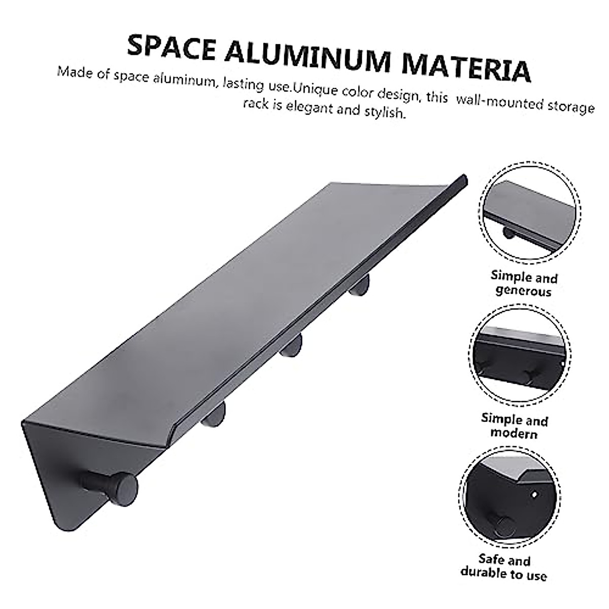 KONTONTY 1 Set Black Multifunctional Storage Rack Towel Holder Bathroom Rack Space Aluminum Floating Shelves