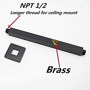 Enga Brass 12-Inch Ceiling Mount Shower Arm (Black)