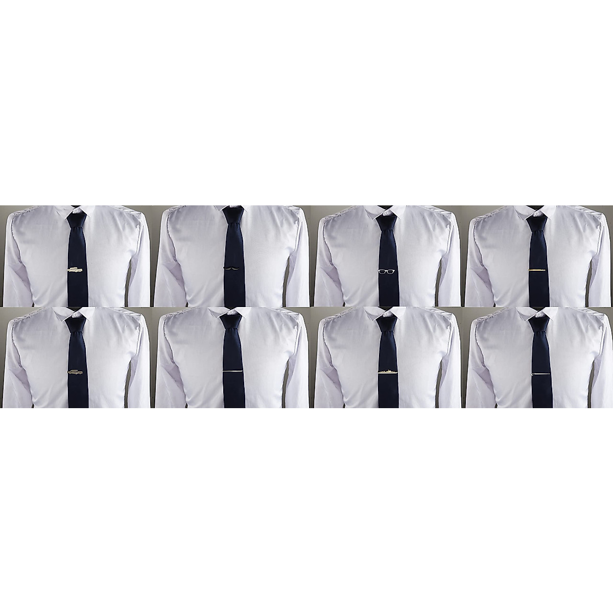 EvmAsaLQ 8PC Modeling Tie Clips for Men Silver Gold Black Grey Tie Clip Cars Warship Glasses Beard Baseball Umbrella Tie Bar Suitable for Holiday Gifts, Family Parties, and Anniversaries.…