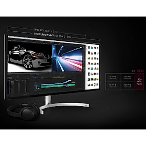 LG 34BK95U-W UltraFine 34" 21:9 5K 2K (5120 x 2160) Nano IPS LED UltraWide Monitor, 600 cd/m² HDR, Thunderbolt 3 / USB Type-C Inputs Black
