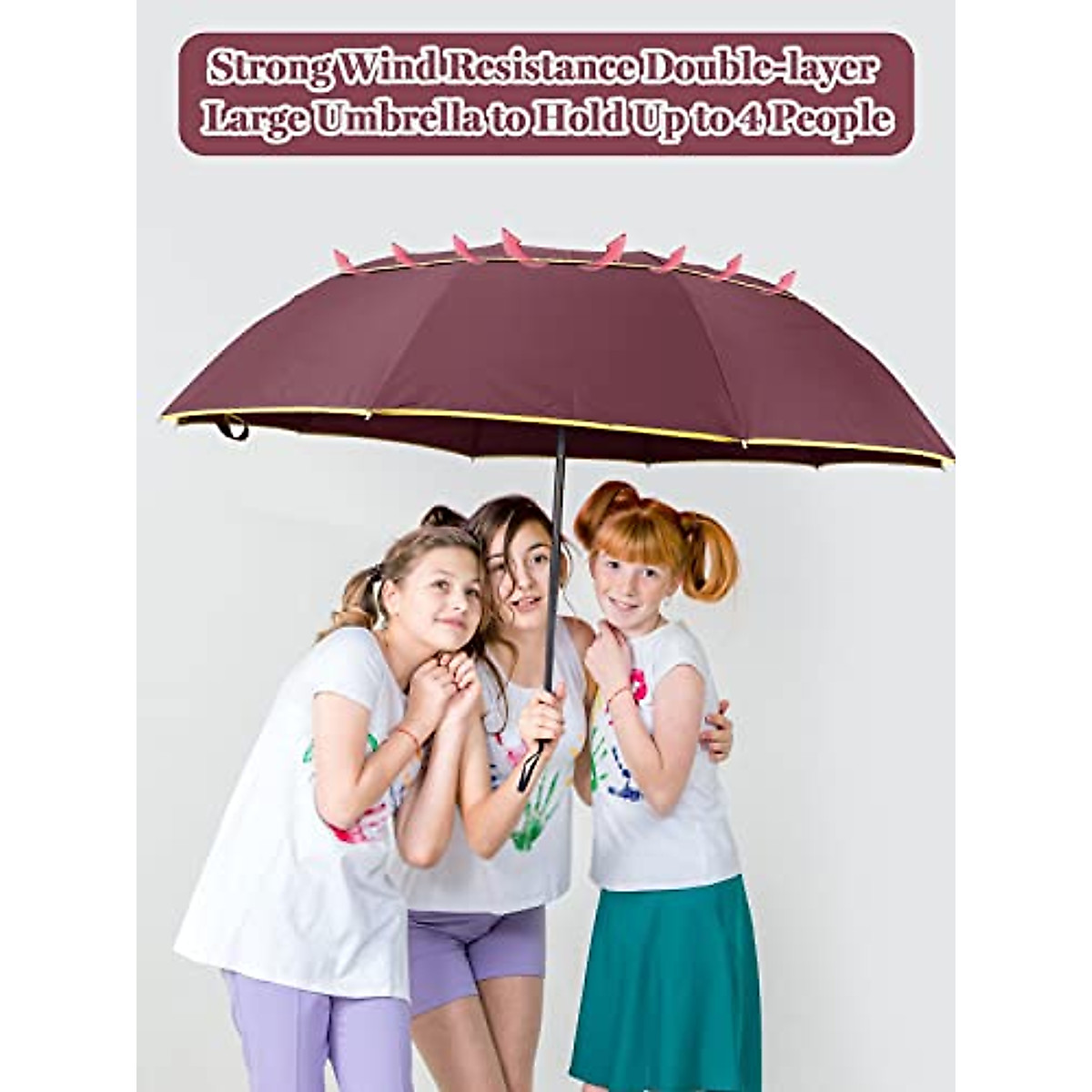 Kalolary 62 Inch Golf Umbrella Extra Large Folding Umbrella Rainproof Compact Umbrella Oversize Double Canopy Vented Waterproof Stick Travel Umbrellas for Women & Men Family Home Use (Red)