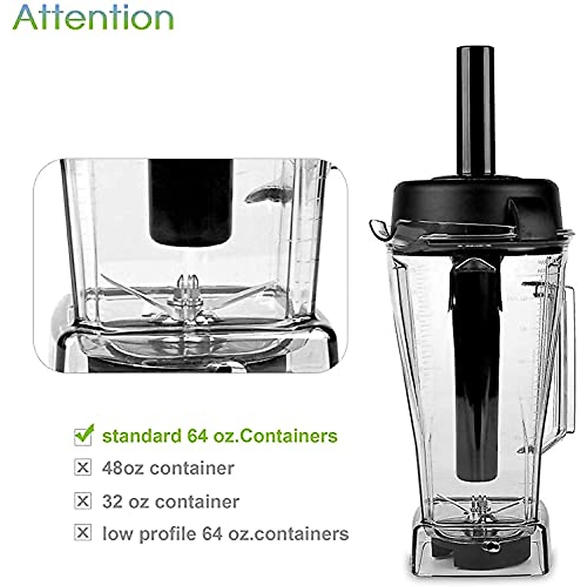 Blender Replacement Part Tamper Tool Compatible with Vitamix Classic Standard 64oz Containers