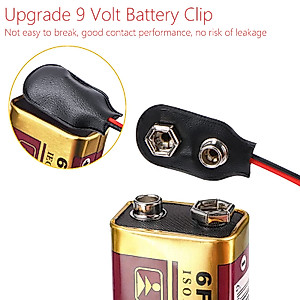 Teqooza 9V-Battery Clip Connector, 9 Volt Long Cable Connection Soft Shell I Type Black, Pack of 10