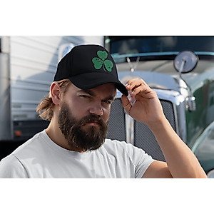 P&B Shamrock, Saint Patrick's Day Irish Day Adjustable Unisex Hat Cap (Black)