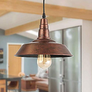 LNC Pendant Lighting for Kitchen Island Farmhouse Bran Hanging Fixtures with Rustic Finish Fit in Bedroom, Foyer, Hallway, 10.2”W*7”H, A0190702, Brown