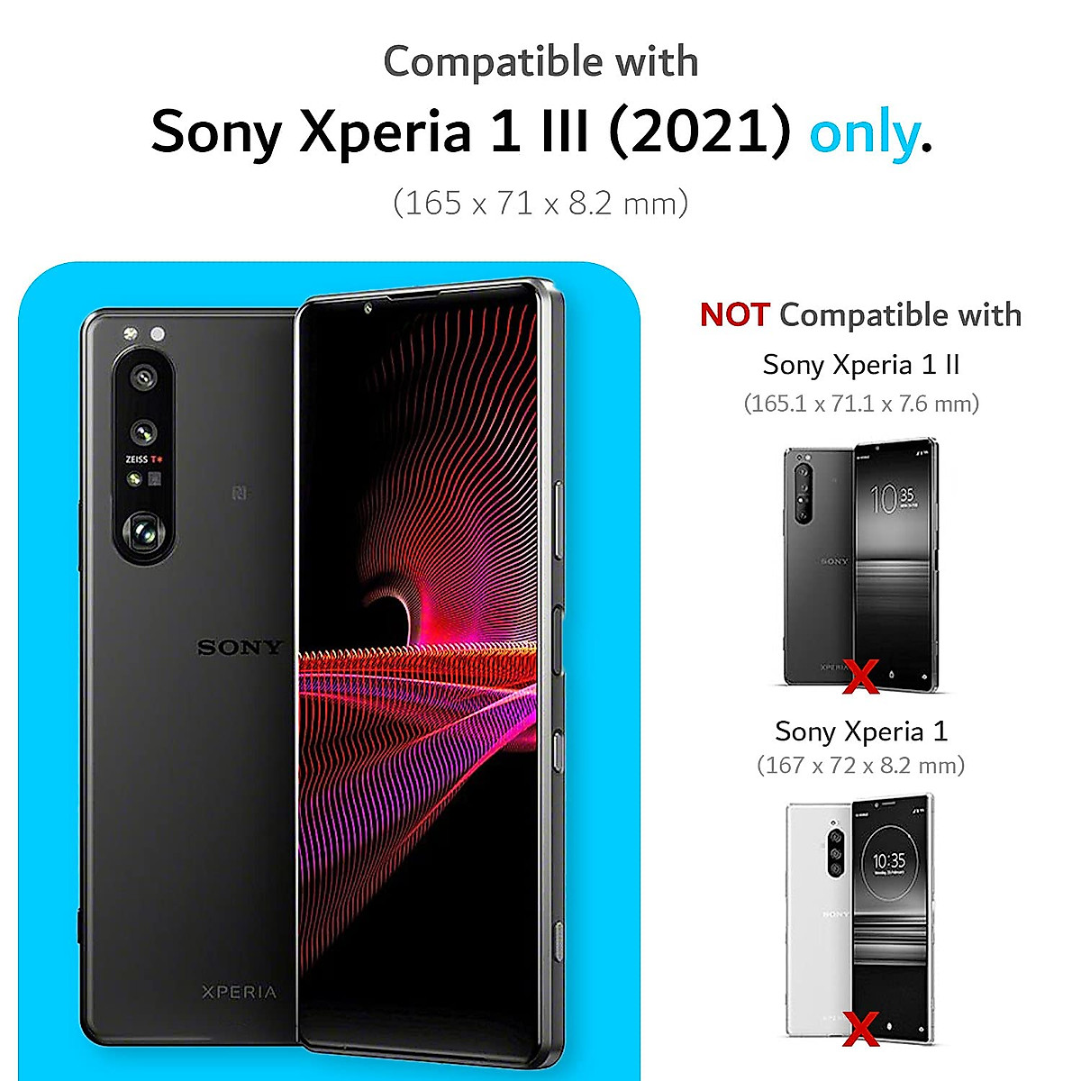 TUDIA DualShield Designed for Sony Xperia 1 III Case (2021), [Merge] Shockproof Tough Dual Layer Hard PC Soft TPU Slim Protective Case - Matte Black