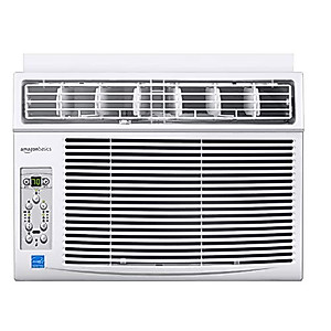 Amazon Basics Window Mounted Air Conditioner with Remote Cools 250 Square Feet, 6000 BTU, White