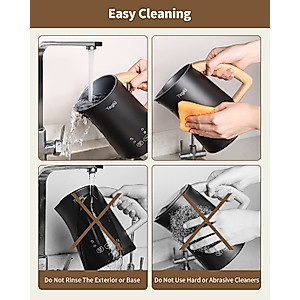 Teglu Milk Frother and Steamer Electric, Hot & Cold Foam Maker 17oz with LED Dispaly, Milk Warmer and Frother for Latte/Cappuccino/Macchiato, Instant Milk Frother Auto-off