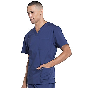 Cherokee Scrubs for Men Workwear Professionals V-Neck 4 Pocket Scrub Top WW695, M, Navy