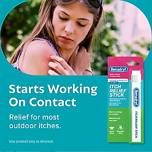 Benadryl Extra Strength Anti-Itch Relief Stick, Bug Bite Itch Relief, Diphenhydramine HCl Topical Analgesic & Zinc Acetate Skin Protectant, Great for Camping Essentials, 0.47 fl oz (Pack of 3)