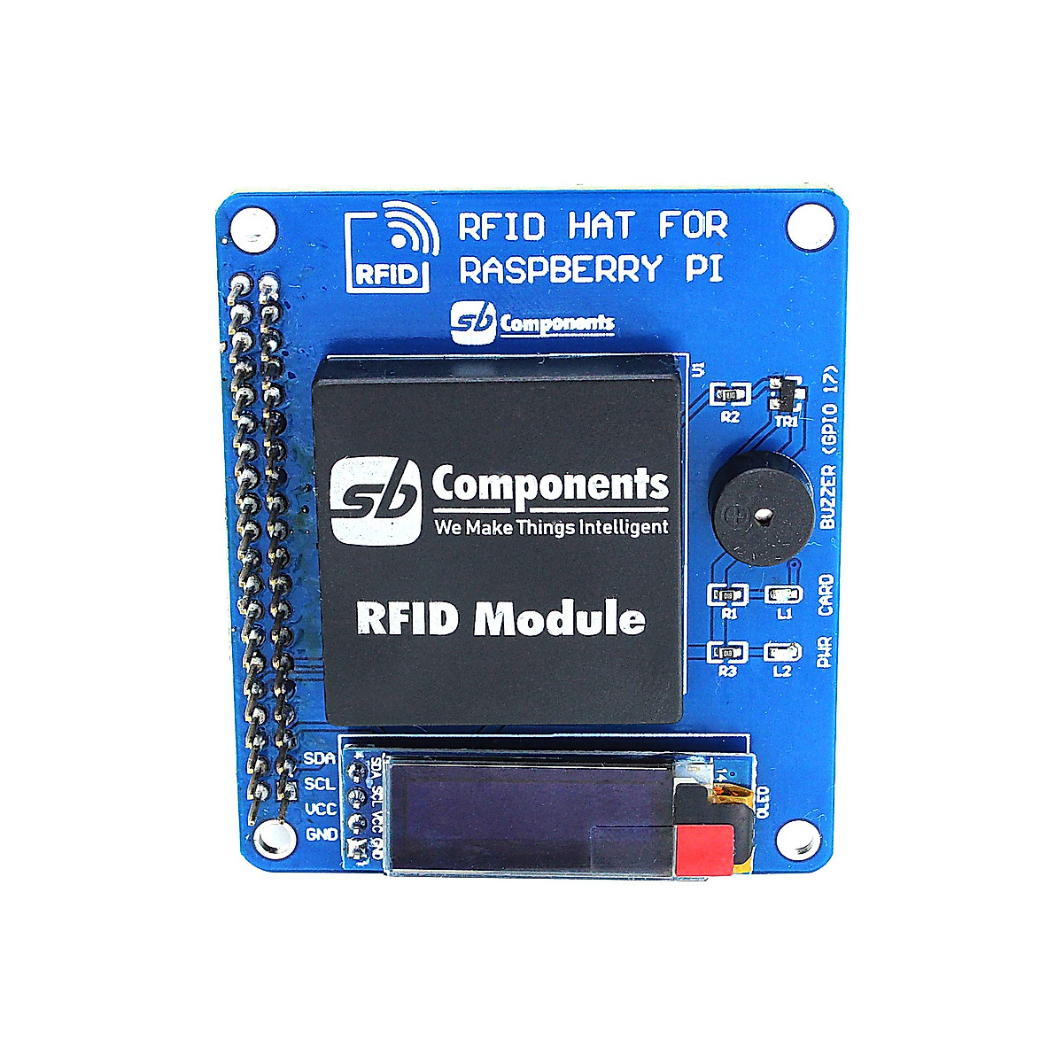 RFID HAT for Raspberry Pi with 0.91” OLED Display, RFID Shield Expansion HAT for Raspberry Pi 4B/3B+/3B/2B/B+/A+/Zero and Zero W, Raspberry Pi RFID Reader & Control Board