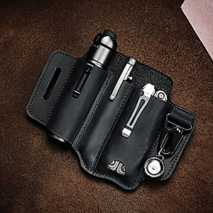 VIPERADE PJ29 Multitool Sheath for Belt, Leather EDC Pocket Organizer for Men, EDC Leather Sheath, Flashlight and Multitool Sheath, EDC Belt Organizer