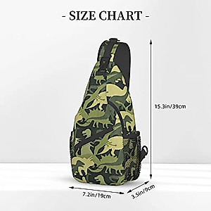 Sling Bags,Green Dinosaur Men Women Shoulder Backpack,Chest Bag Daypack for Hiking Travel