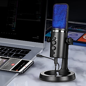 MANAYO USB Condenser Microphone for Recording, podcasting, Streaming and Gaming. Professional USB/USB-c mic for Computer, Laptop, Phone and Mac, Plug and Play, Cardoid & Bi-Directional Mode.