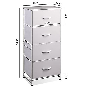 WLIVE Dresser with 4 Drawers, Storage Tower, Organizer Unit, Fabric Dresser for Bedroom, Hallway, Entryway, Closets, Sturdy Steel Frame, Wood Top, Easy Pull Handle, White