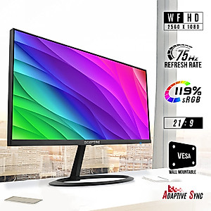 Sceptre 30-Class 29-inch IPS UltraWide Monitor 2560 x 1080 HDMI DisplayPort 119% sRGB up to 300 Lux Build-in Speakers, Machine Black (E300W-FUS)