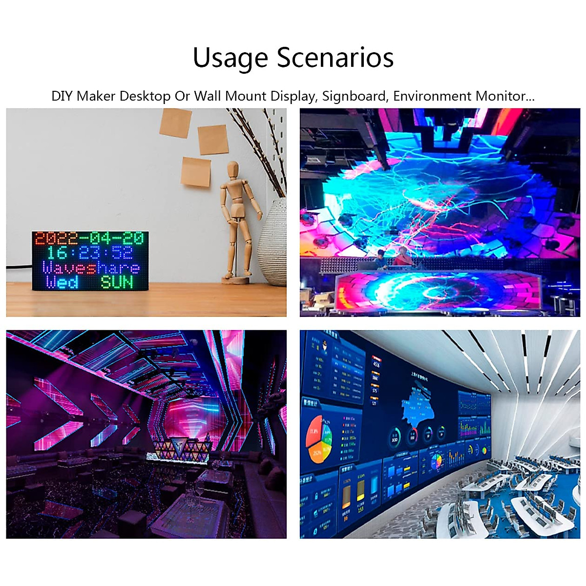 64x32 2048 RGB Full Color LED Matrix Panel 2.5mm Pitch P2.5, Display Text/Colorful Image/Animation Adjustable Brightness Chainable Design,Compatible with Raspberry Pi / Raspberry Pi Pico / ESP32