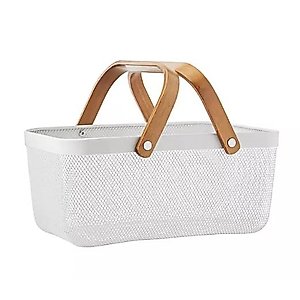 Member's Mark Mesh Baskets with Wood Handles (Set of 2) (White)