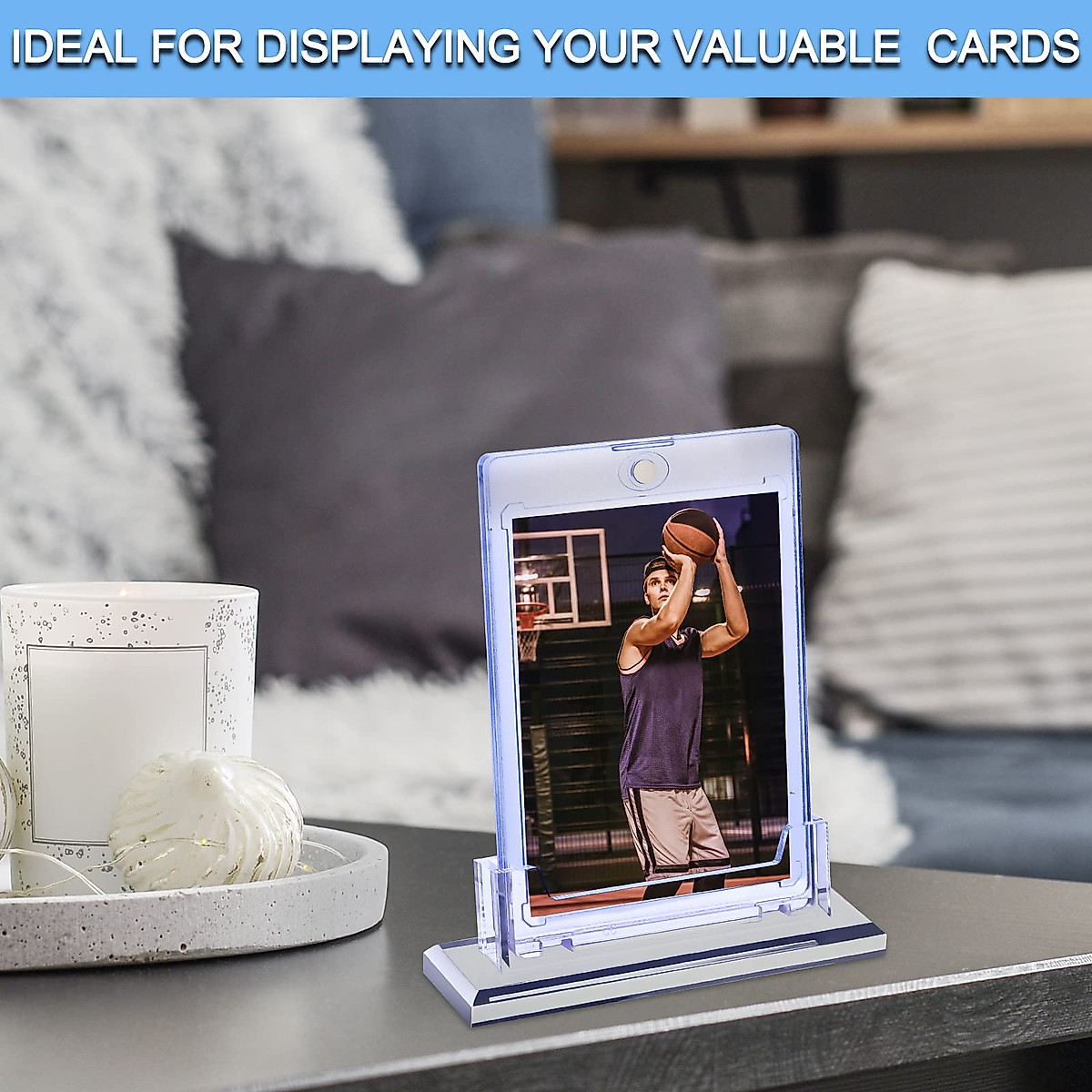 4 Pack Magnetic Card Holder Base Trading Card Stand Protector Card Sleeves Protector Case Base for Trade Card Holder Case Standard Cards, Baseball Card Display (Fits 130PT Magnetic Card Holder)