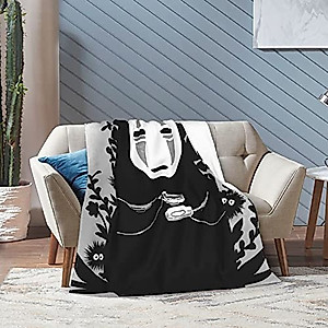 SPI-rit-ed Anime Aw-ay No Face Man Flannel Throw Blanket for Couch, Cute Boho Sherpa Fleece Blanket Plush Fluffy Lightweight Warm Picnic Sheet Wall Blanket for Bedroom Bed Sofa, 40x50