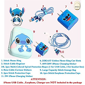 ZOSTLAND DIY Protector Data Cable 5W 18W 20W USB Charger Line Earphone Wire Saver Organizer Compatible with iPhone 13 12 11 Pro Max XS XR X 8 7 6 Plus iPad iPod iWatch (Stitch Advanced Set)